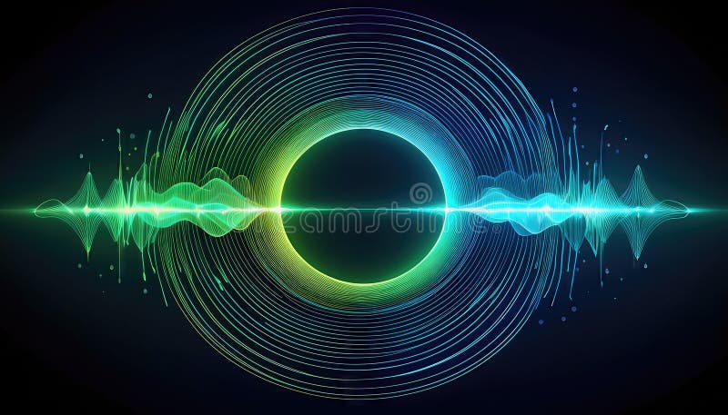 Vibrant Neon Sound Wave Circle Against a Dark Background Dynamic and ...