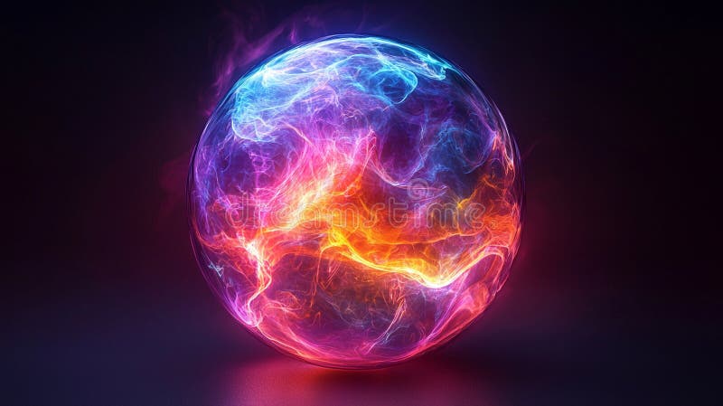 Vibrant Neon Sphere with Intricate Glowing Patterns and Swirling Colors ...