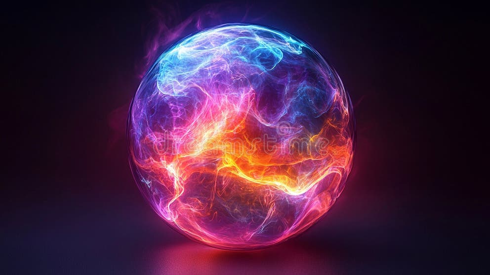 Vibrant Neon Sphere with Intricate Glowing Patterns and Swirling Colors ...