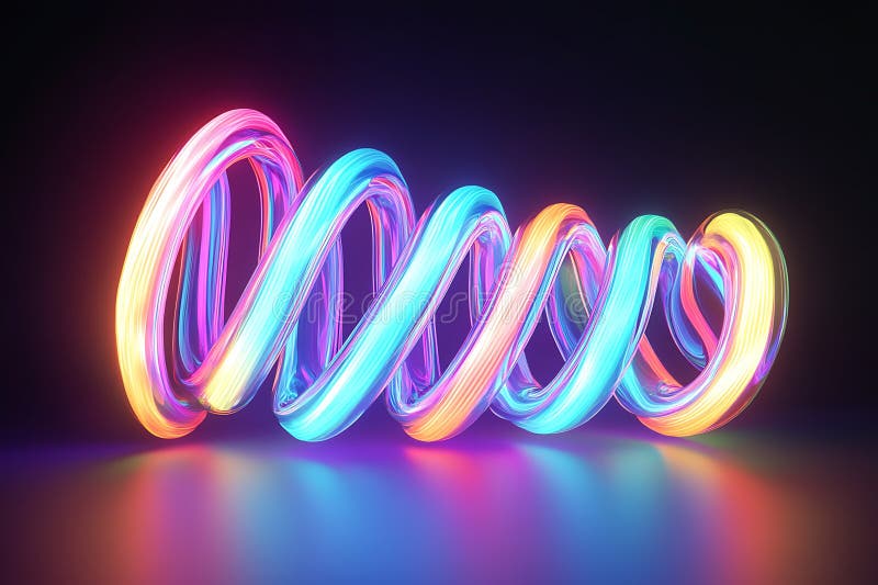 Vibrant Neon Spiral Abstract Stock Illustration - Illustration of neon ...