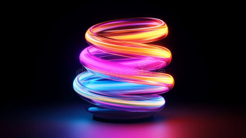 Vibrant Neon Spiral Light Art Abstract Design Stock Illustration ...