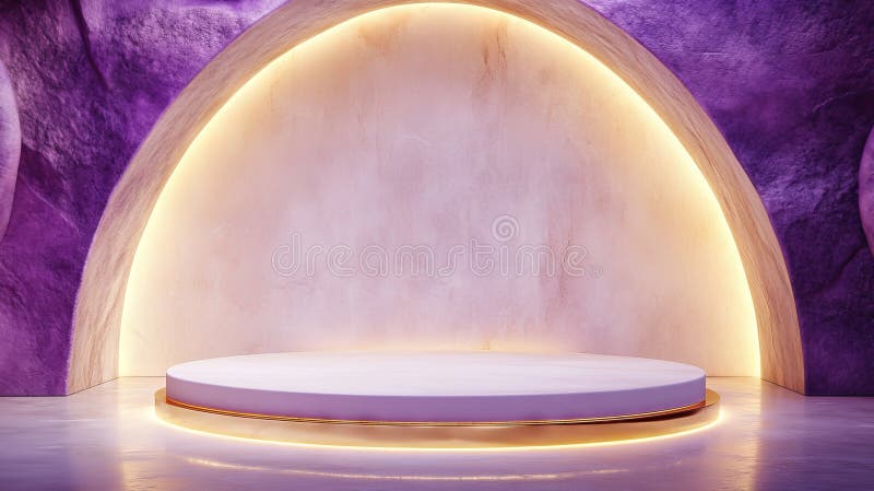 Vibrant Neon Stage Setup Featuring an Informative Display Stock Photo ...