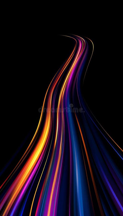 Vibrant Neon Streamlines Create an Abstract Tunnel of Space Exploration ...