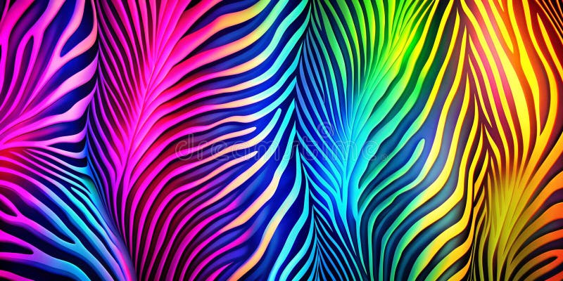 Vibrant Neon Striped Zebra Pattern Abstract Psychedelic Background in ...