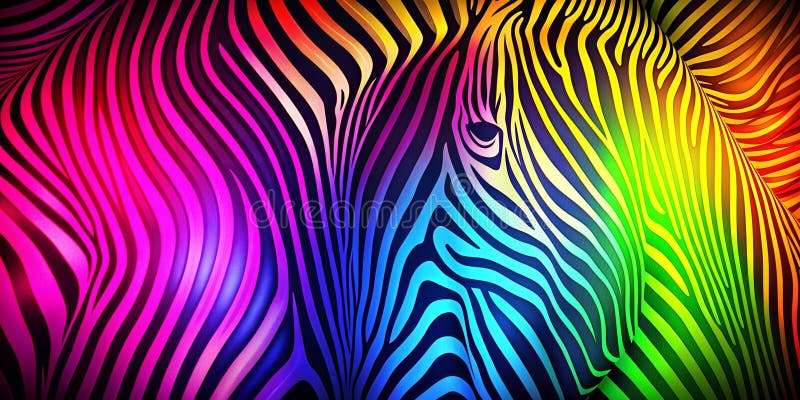 Vibrant Neon Striped Zebra Pattern Abstract Psychedelic Background in ...