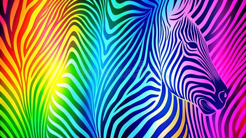 Vibrant Neon Striped Zebra Pattern Abstract Psychedelic Background in ...