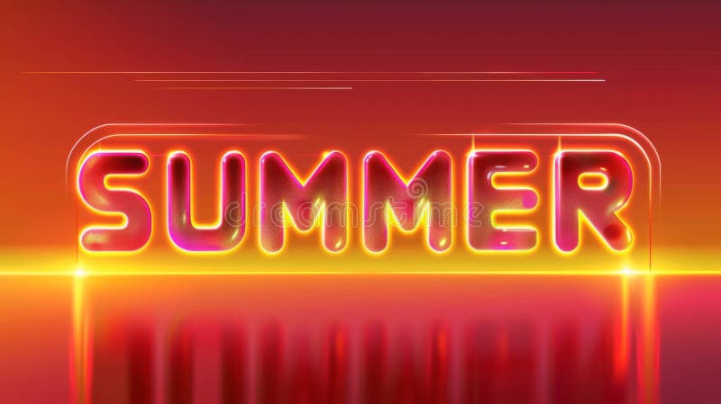 Vibrant Neon Summer Sign on Red Background. Stock Photo - Image of ...
