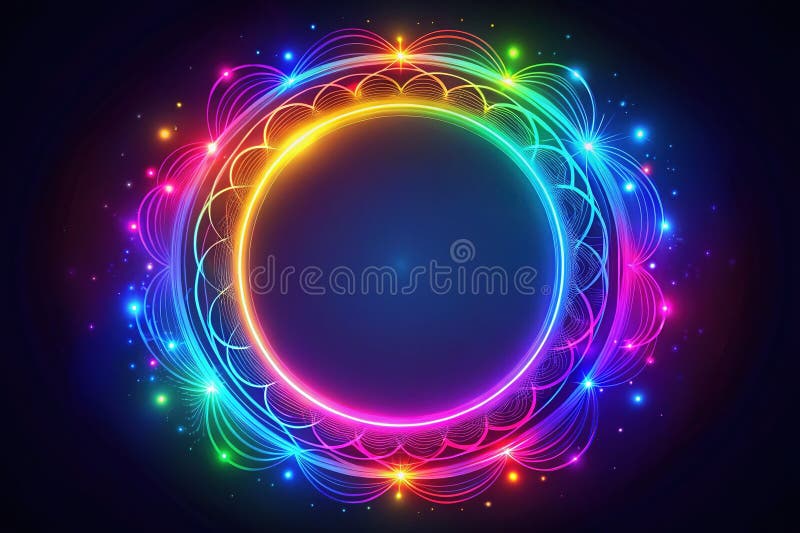 Vibrant Neon Swirl Circle Frame a Colorful Abstract Background for Your ...