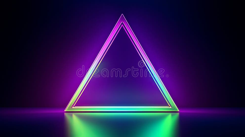 A Vibrant Neon Triangle Reflecting on the Floor. Generative Ai Stock ...