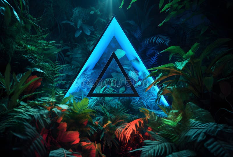 Vibrant Neon Triangle in a Tropical Oasis Stock Illustration ...