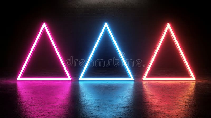 Vibrant Neon Triangles Light Frame Background Modern Design Abstract ...