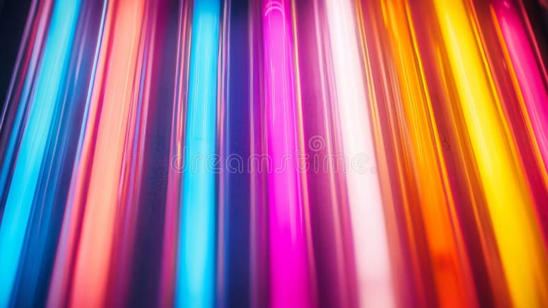 Vibrant Neon Tubes Glowing Brightly in Parallel Lines Stock ...