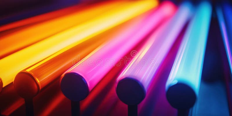 Vibrant Neon Tubes in Gradient Colors Creating a Stunning Visual ...