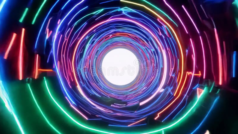 A Vibrant Tunnel of Neon Lights Stock Video - Video of journey, tunnel ...