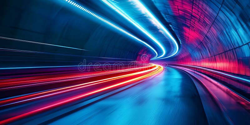 Vibrant Neon Tunnel Lights Abstract Background Image Stock Illustration ...