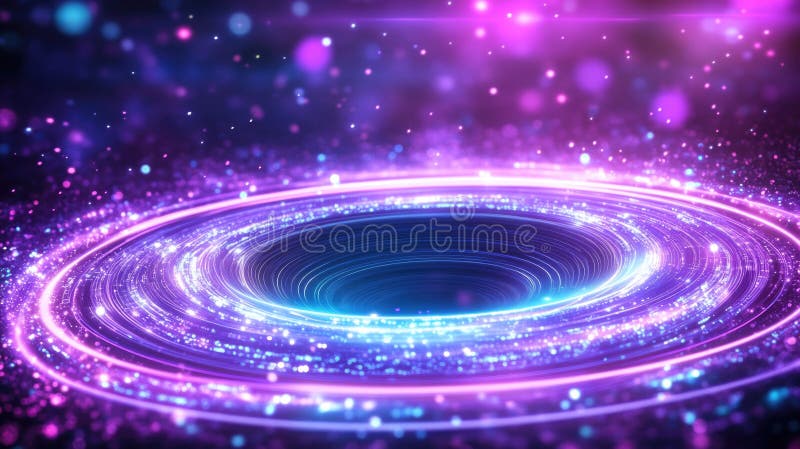 Vibrant Neon Vortex with Abstract Circular Light Patterns in Space ...