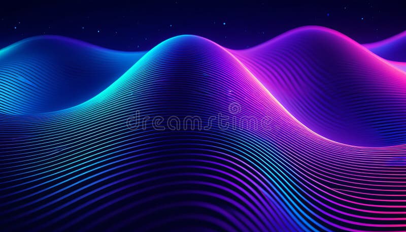Vibrant Neon Waveforms Against Starry Night Sky in Abstract Art Stock ... Vibrant Neon Waveforms Against Starry Night Sky in Abstract Art Stock ...
