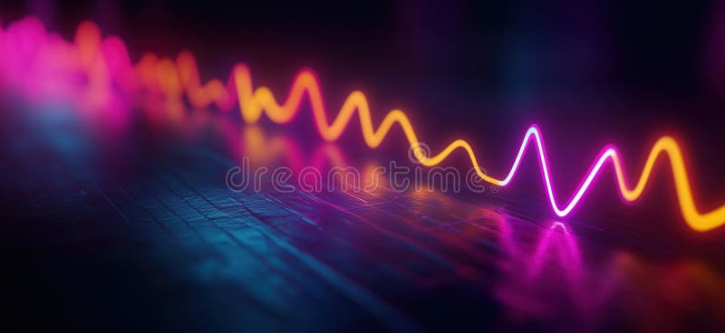 Vibrant Neon Waveforms in Pink, Orange, and Purple Colors Reflecting on ...
