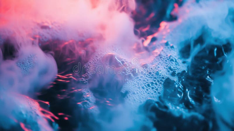 Vibrant Neon Waves Creating Ethereal Misty Patterns in Dynamic Abstract ...