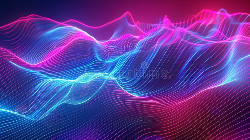 Vibrant Neon Waves for Modern Wall Decor Generative AI Stock ...