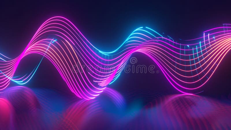 Vibrant Neon Waves for Modern Wall Decor Generative AI Stock ...