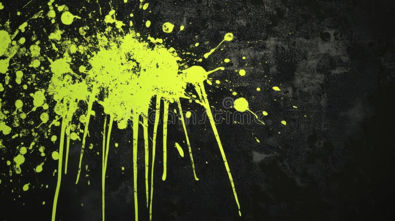 Vibrant Neon Yellow Paint Splatter on Dark Background Stock Photo ...
