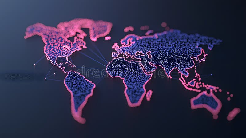 A Vibrant Network of Connection: Illuminated World Map in Stunning ...