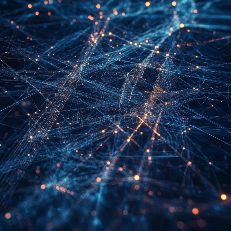 Vibrant Network of Glowing Blue and Orange Lines in a Digital Web Stock Photo - Image of network ...