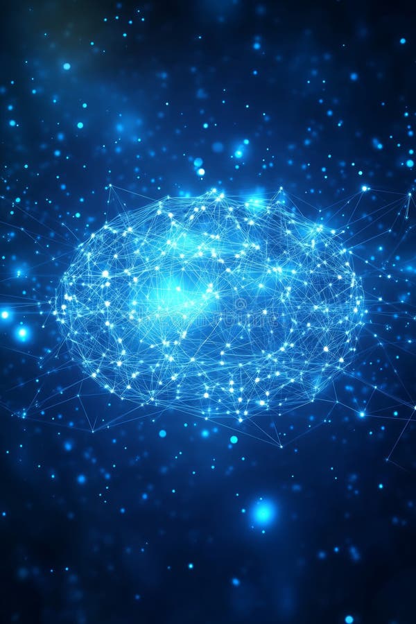 A Vibrant Network of Glowing Nodes Forms a Web-like Structure Against a ...