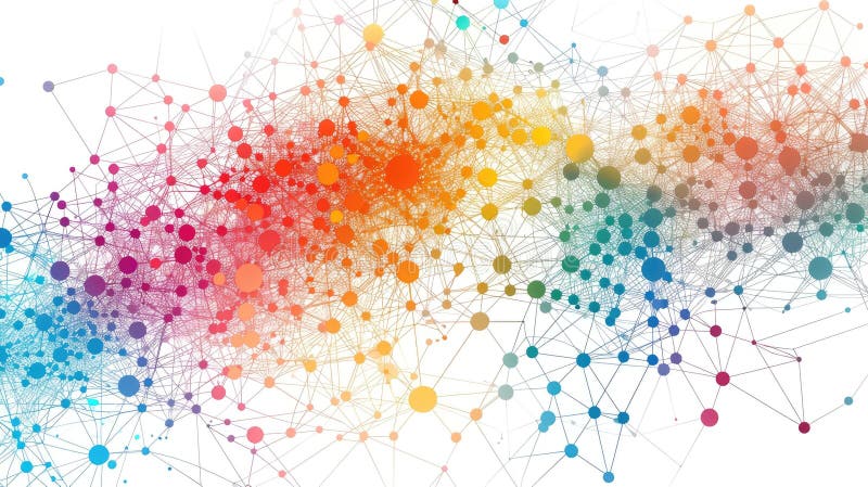 Vibrant Network of Interconnected Colorful Dots in Multiple Hues Stock ...