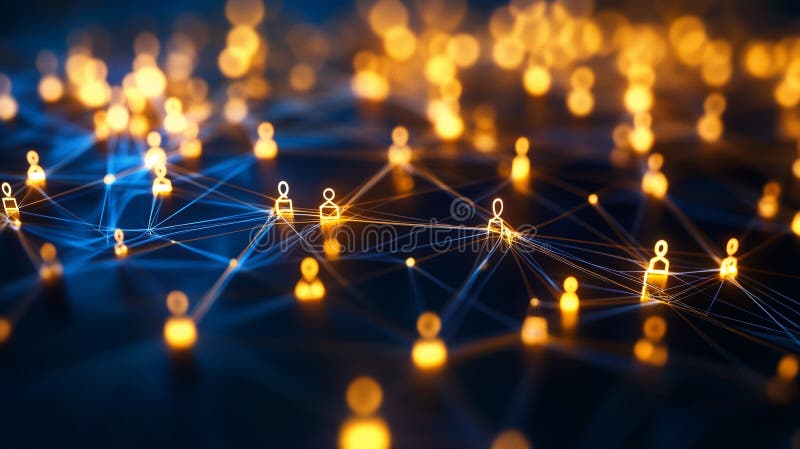 A Vibrant Network of Interconnected Glowing Nodes Symbolizing Digital ...