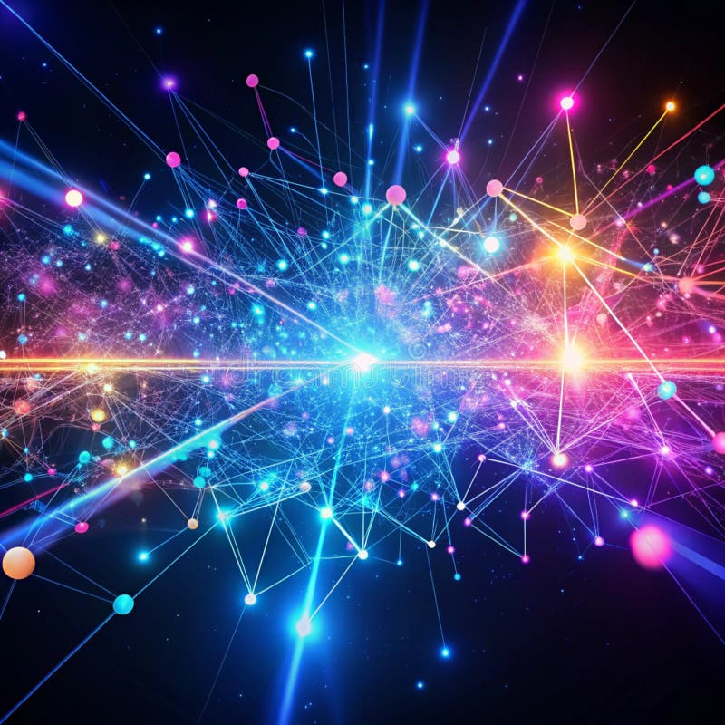 Vibrant Network of Interconnected Nodes Radiating Energy Stock Photo ...