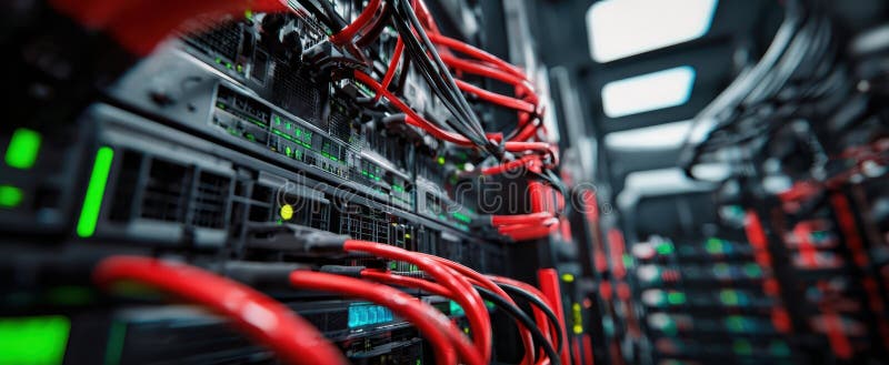 The Vibrant Network of Interconnected Servers and Cables in a Data ...