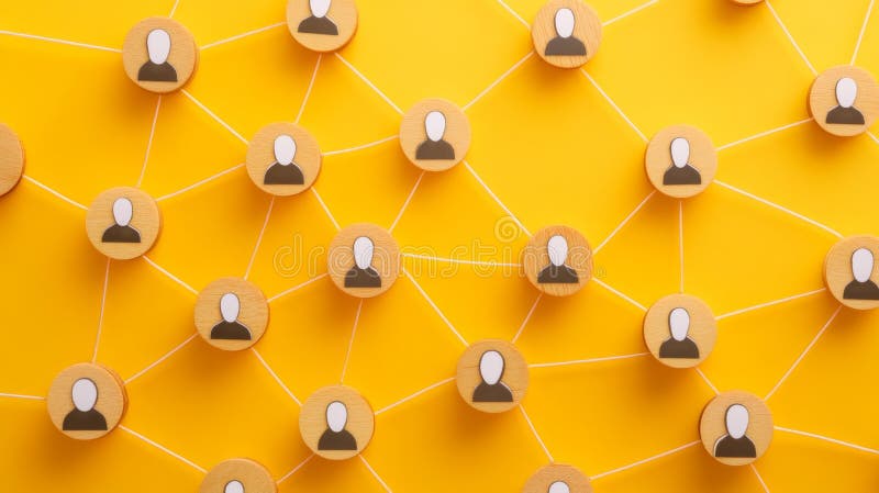 Wooden Figures Interconnected Network Relationships Teamwork ...