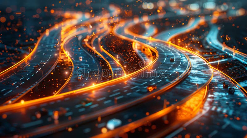 Vibrant Network of Roads and Routes in Motion Generative AI Stock ...