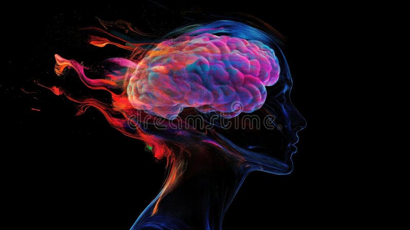 Vibrant Neural Activity in a Human Brain Concept - Colorful Digital ...