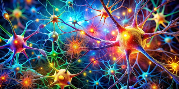 Vibrant Neural Network a Close-up of Interconnected Neurons ...