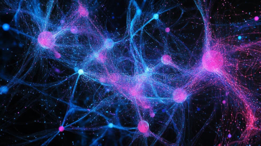 Vibrant Neural Network Connections in Blue and Pink Abstract ...