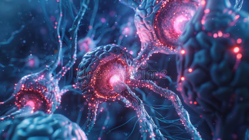 Vibrant Neuron Cell Microscopy Image Stock Image - Image of biology ...