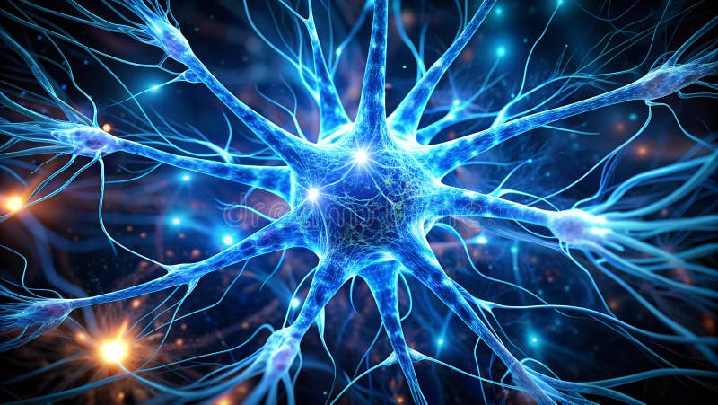 Vibrant Neuron Creation: Abstract Image of a Neuron, a Close Up of a ...