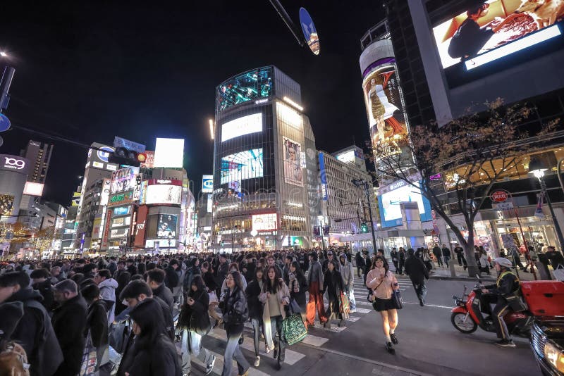 Vibrant Night in a Bustling City with Modern Architecture, Tokyo Dec 8 ...