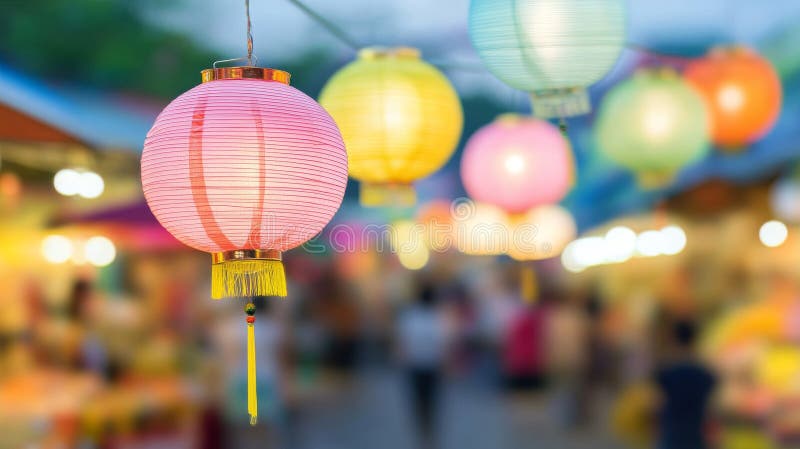 Vibrant Night Markets are Bathed in the Soft Illumination of Glowing ...