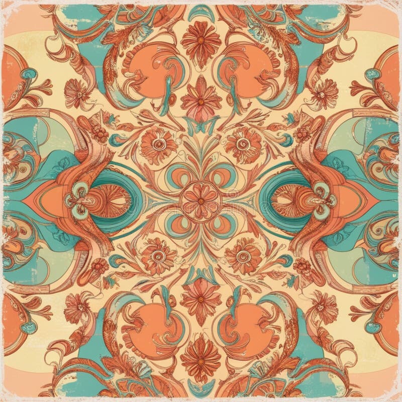 Nostalgic Retro Vibes: 1970s Geometric and Floral Tile Stock ...