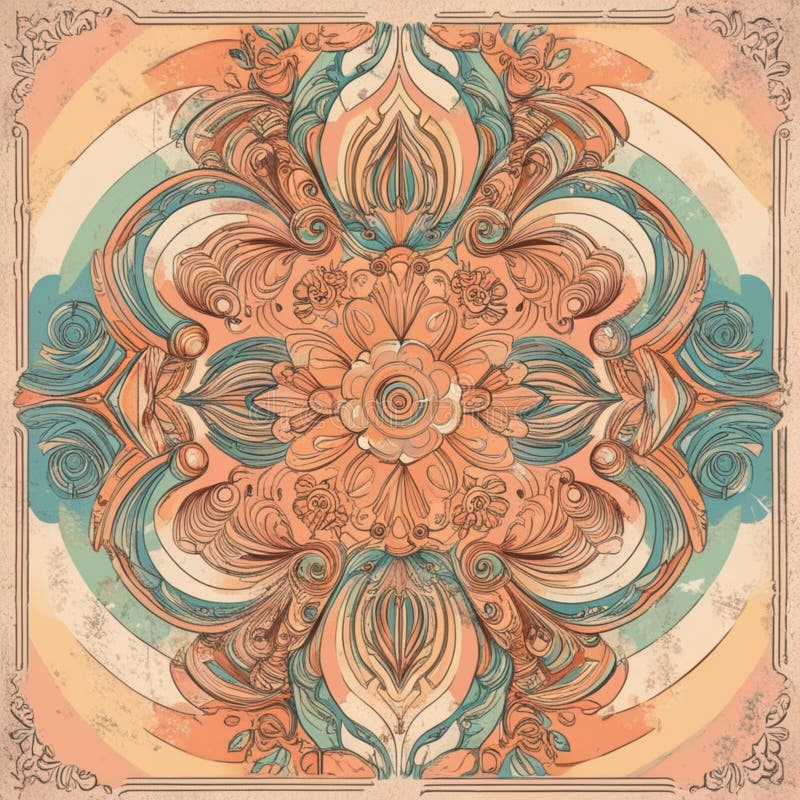 Nostalgic Retro Vibes: 1970s Geometric and Floral Wallpaper Pattern ...