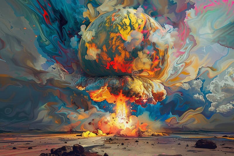 Vibrant Nuclear Explosion with Energetic Color Palette. Generative AI ...