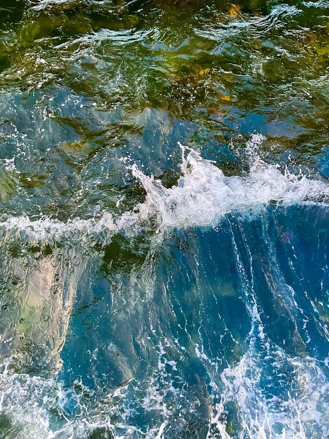 Vibrant Ocean Wave Crashing Clear Blue Waters Foam Movement Stock ...