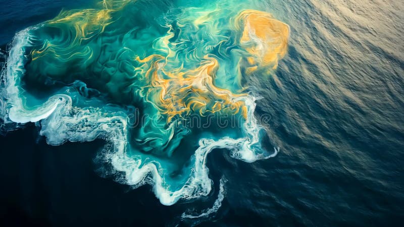 Vibrant Ocean Wave Patterns in Aerial View, Abstract Art Concept Stock ...