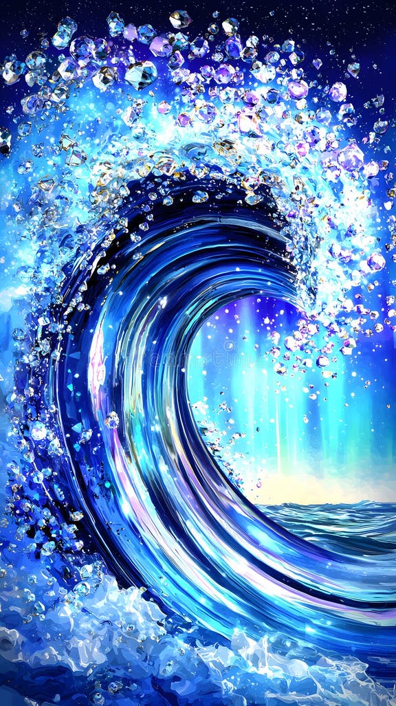 Vibrant Ocean Wave with Sparkling Details Stock Illustration ...