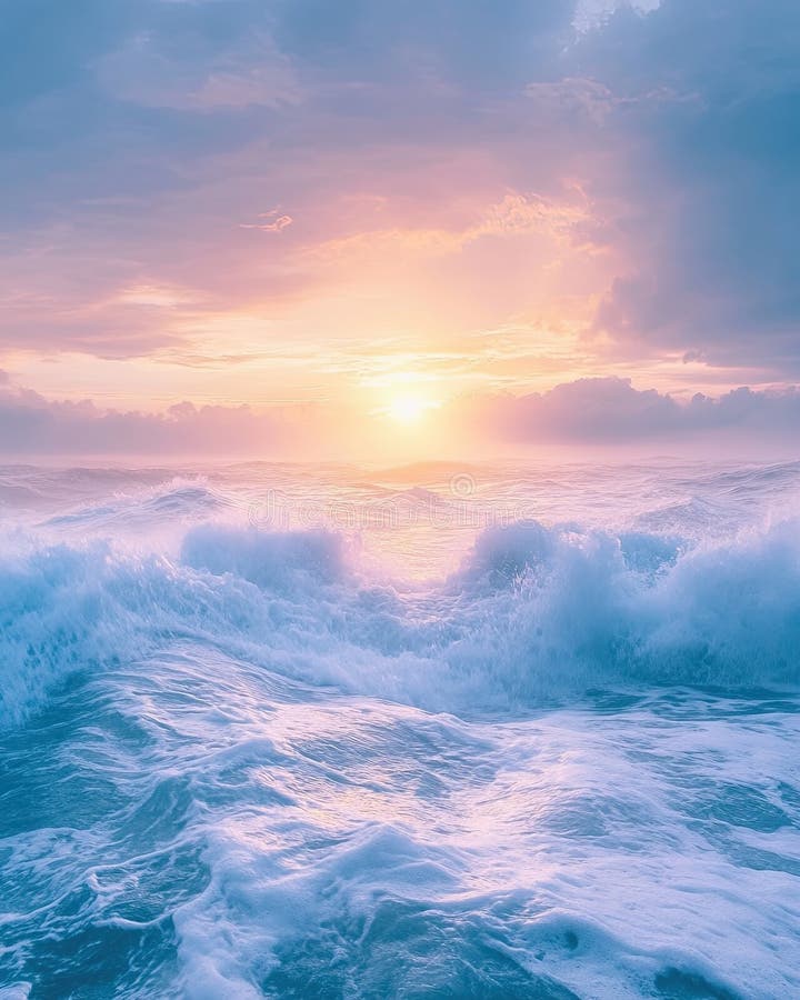 Vibrant Ocean Waves at Sunset, Capturing the Beauty of Nature S Colors ...