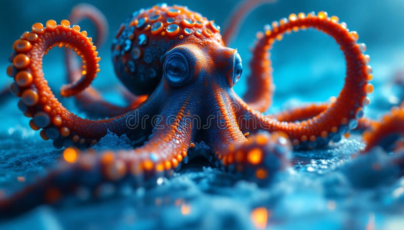 Vibrant Octopus in Underwater Realm Stock Illustration - Illustration ...